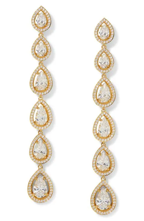 Nadri Radiant Pavé Pear Cubic Zirconia Linear Drop Earrings - Gold