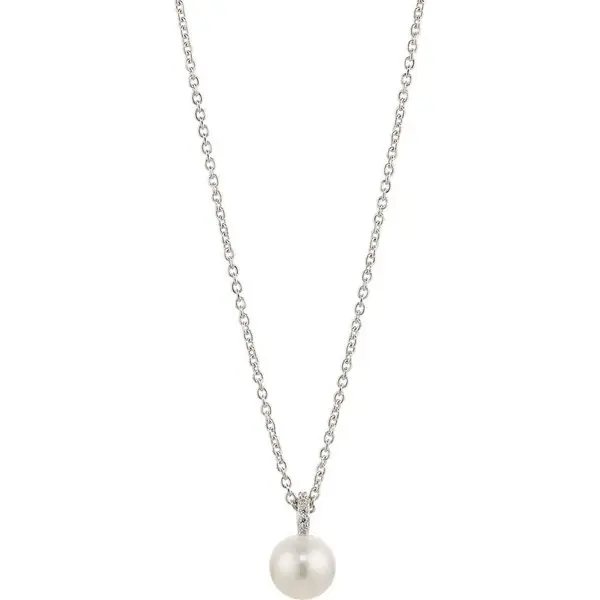 Nadri Freshwater Pearl Pendant Necklace - Pearl/rhodium