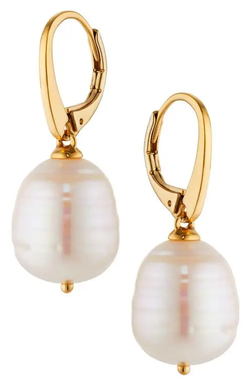 Nadri Freshwater Pearl Lever-back Earrings - Gold