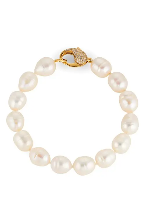 Nadri Freshwater Pearl And Cubic Zirconia Bracelet - Gold