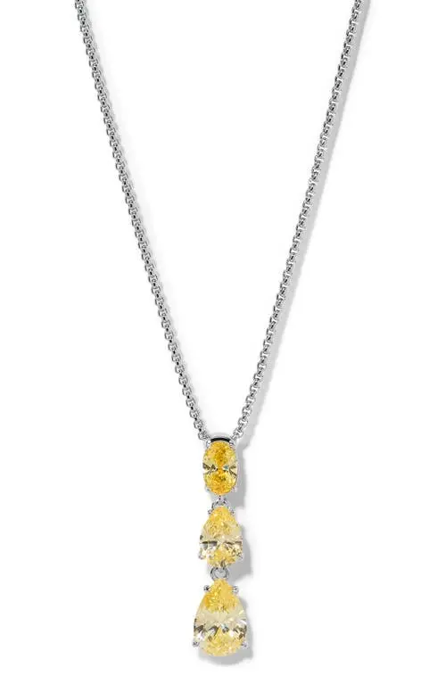 Nadri Crystal Pendant Y-necklace - Yellow/rhodium