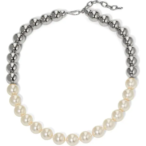 Nadri Farrah Beaded Collar Necklace - Rhodium
