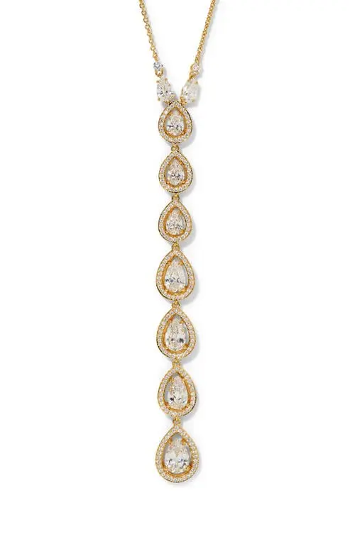 Nadri Radiant Pear Cubic Zirconia Y-necklace - Gold