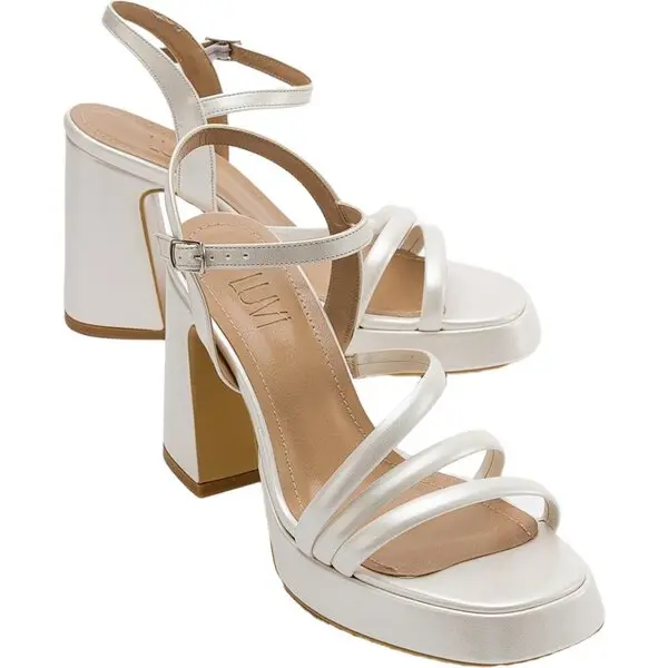 PROLOGUE SHOES Heas Platform Sandal - Ivory Faux Leather