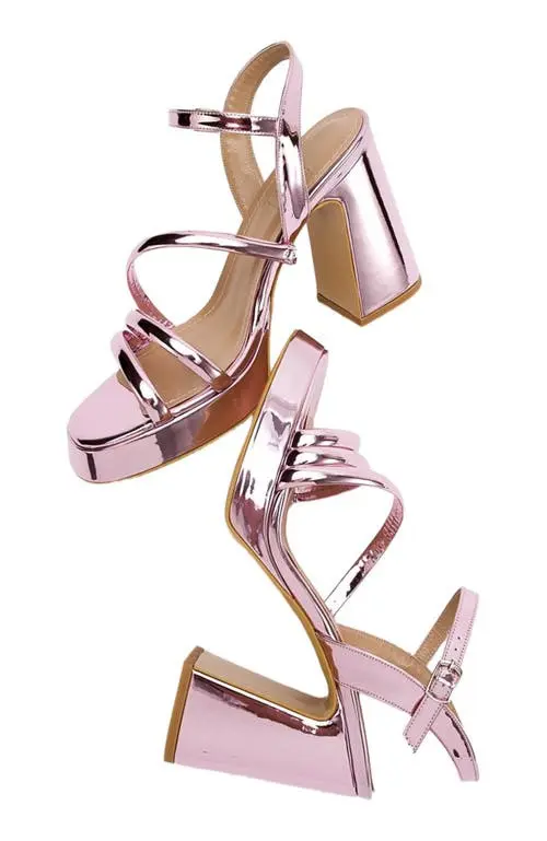 PROLOGUE SHOES Heas Platform Sandal - Pink Faux Leather