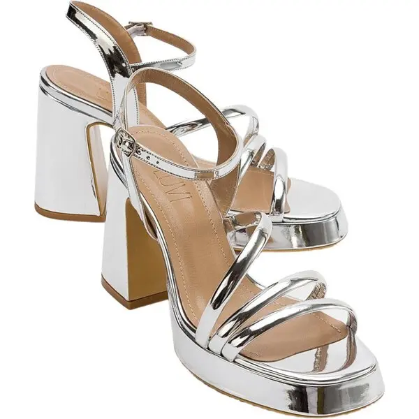 PROLOGUE SHOES Heas Platform Sandal - Silver Faux Leather