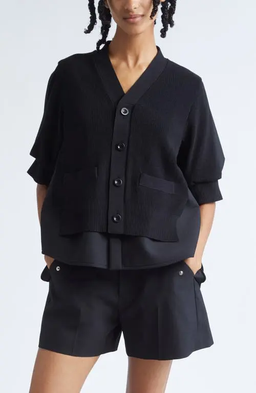Sacai Suiting Mixed Media Cardigan