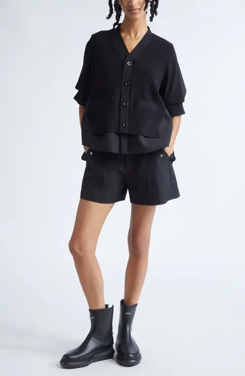 Sacai Suiting Mixed Media Cardigan