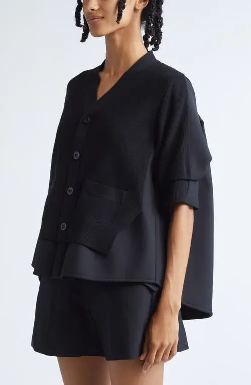 Sacai Suiting Mixed Media Cardigan