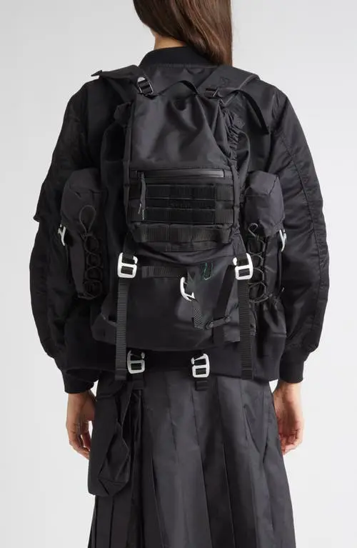 Sacai Hike Tech Canvas Backpack In Black - 52% Off | Editorialist