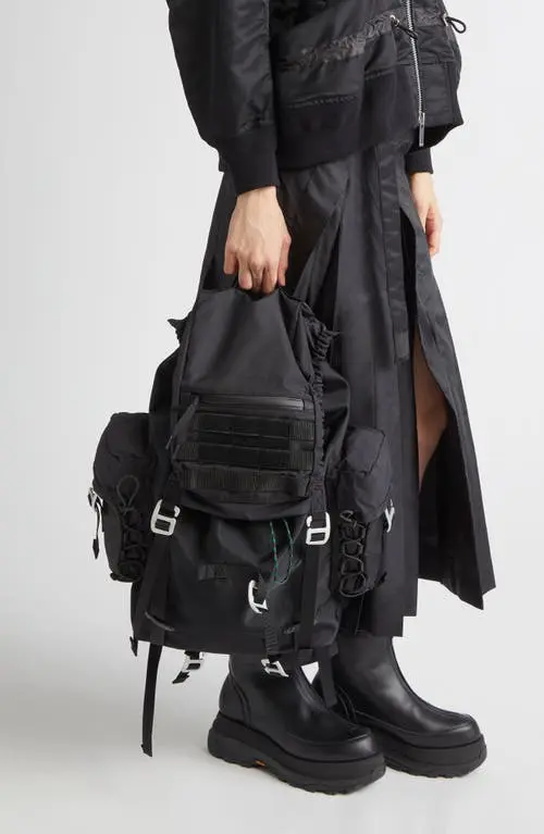 Sacai Hike Tech Canvas Backpack In Black - 52% Off | Editorialist