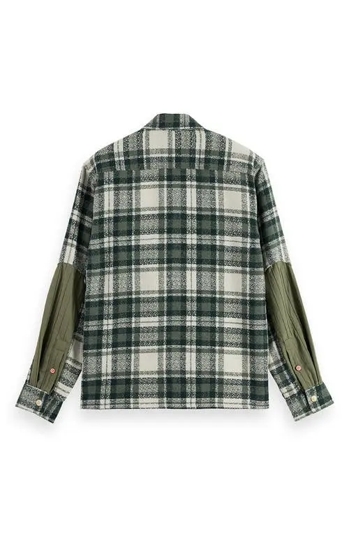 Scotch & Soda Plaid Patchwork Regular Fit Button-up Shirt