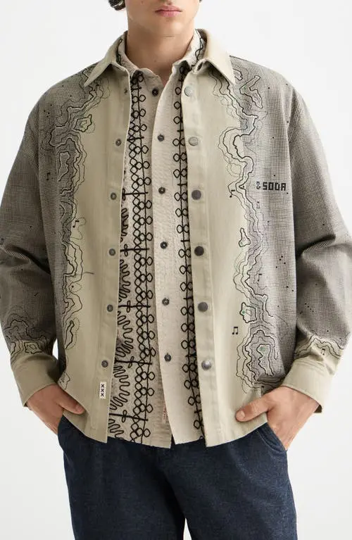 Scotch & Soda Map Graphic Snap-up Overshirt