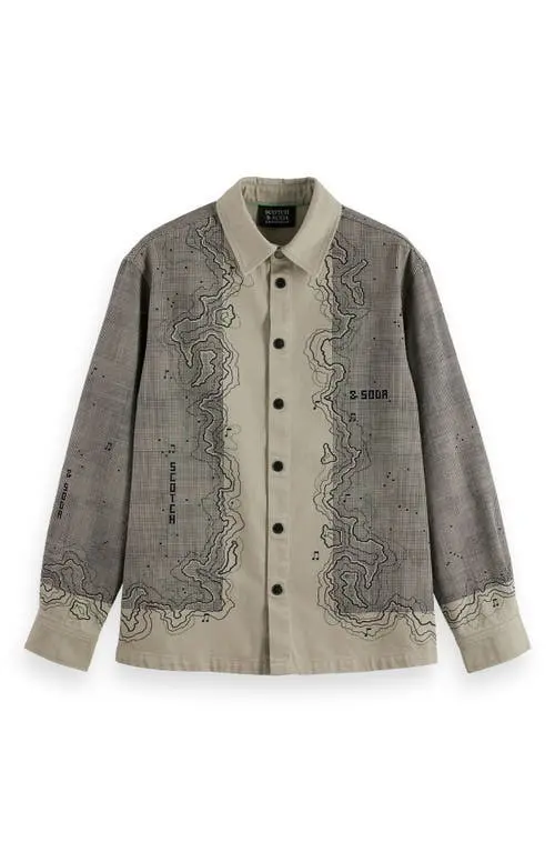 Scotch & Soda Map Graphic Snap-up Overshirt
