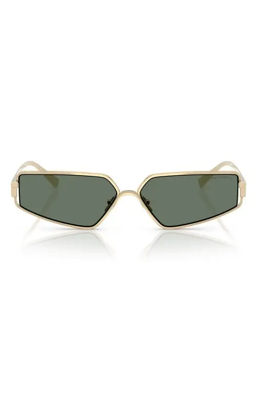 Tiffany & Co. 60mm Irregular Rectangular Sunglasses - Pale Gold Plated /dark Green
