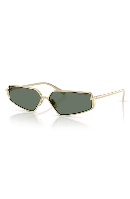 Tiffany & Co. 60mm Irregular Rectangular Sunglasses - Pale Gold Plated /dark Green