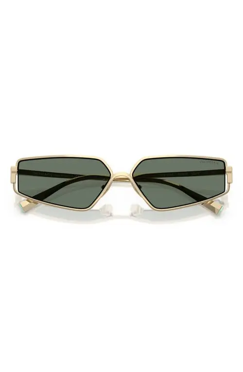 Tiffany & Co. 60mm Irregular Rectangular Sunglasses - Pale Gold Plated /dark Green