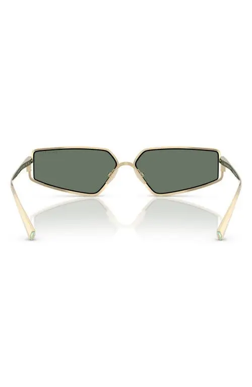 Tiffany & Co. 60mm Irregular Rectangular Sunglasses - Pale Gold Plated /dark Green