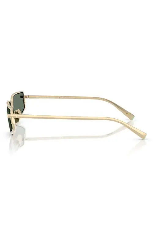 Tiffany & Co. 60mm Irregular Rectangular Sunglasses - Pale Gold Plated /dark Green