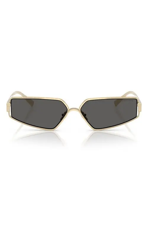 Tiffany & Co. 60mm Irregular Rectangular Sunglasses - Pale Gold Plated/dark Grey