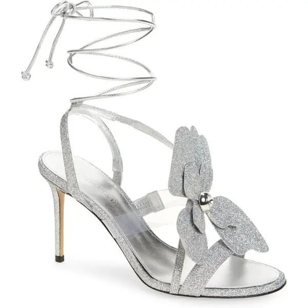 Mach &amp; Mach Orchid Ankle Wrap Sandal - Silver