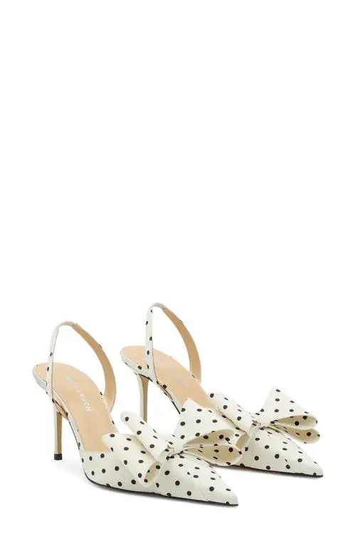 Mach & Mach Le Cadeau Bow Polka Dot Slingback Pump - White/black