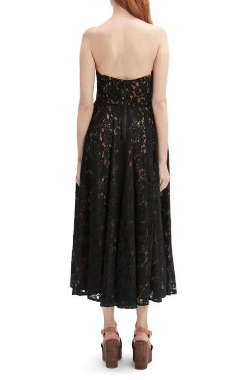 Bardot Opal Strapless Lace Midi Dress