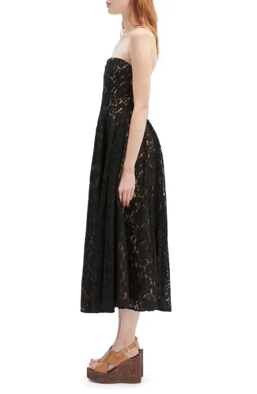 Bardot Opal Strapless Lace Midi Dress