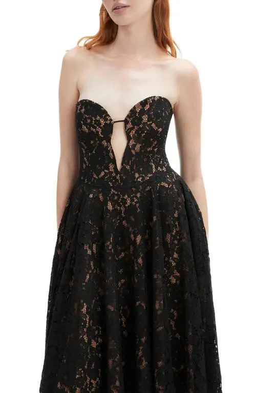 Bardot Opal Strapless Lace Midi Dress