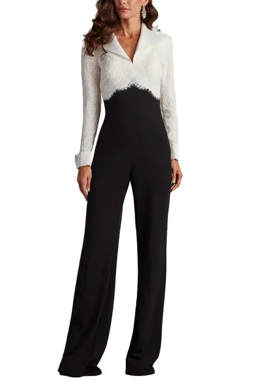 Tadashi Shoji Cotton Blend Lace & Crepe Jumpsuit