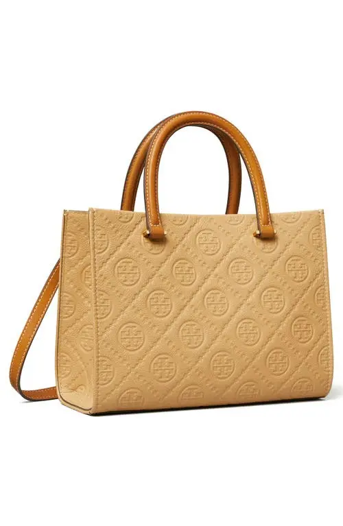 Tory Burch T Monogram Pebble Leather Square Tote