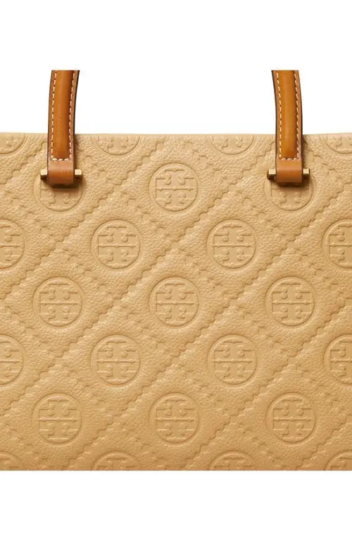 Tory Burch T Monogram Pebble Leather Square Tote