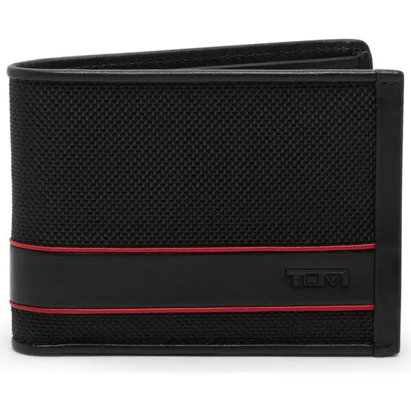 Tumi Alpha Double Bifold Wallet - Black Red