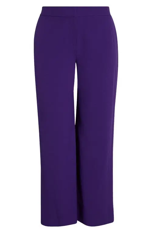 TAHARI ASL Wide Leg Flat-front Trousers - Regal Purple