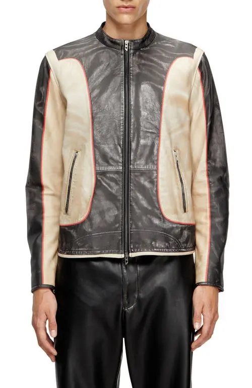 DIESEL® L-evert Colorblock Leather Moto Jacket