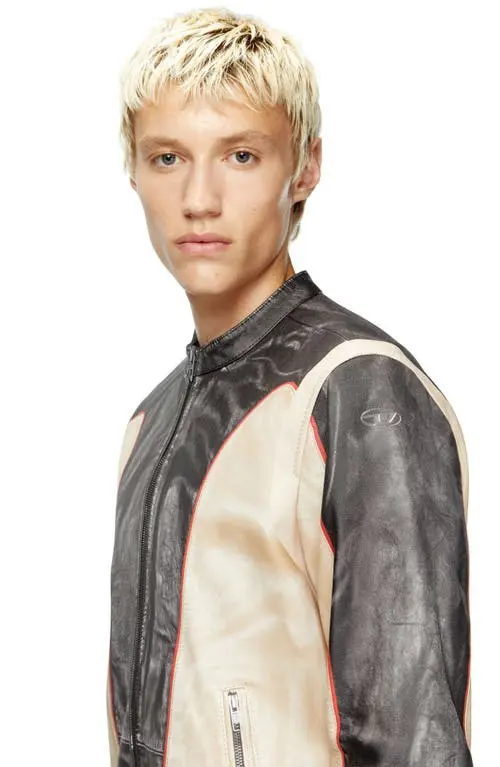 DIESEL® L-evert Colorblock Leather Moto Jacket