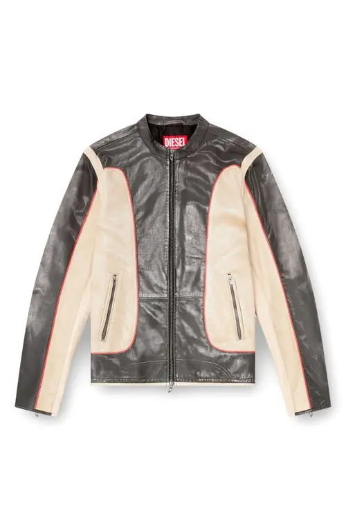 DIESEL® L-evert Colorblock Leather Moto Jacket