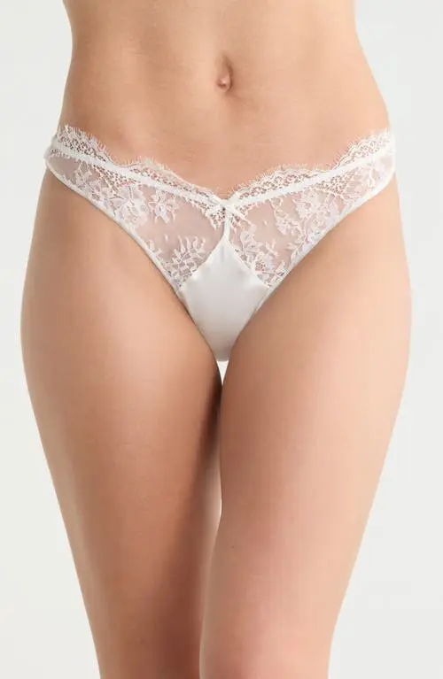 FLEUR DU MAL Frankie Lace & Satin Thong - Ivory