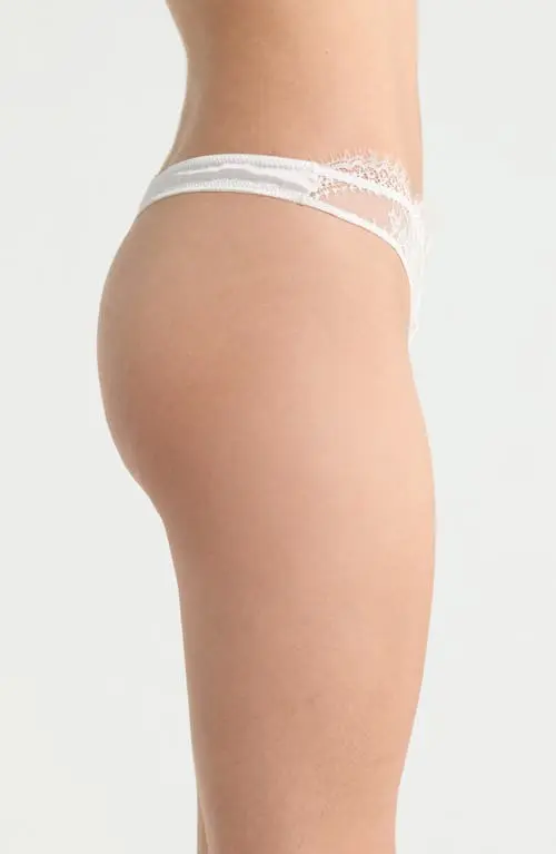 FLEUR DU MAL Frankie Lace & Satin Thong - Ivory