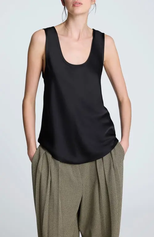 KENNETH COLE Satin Scoop Neck Tank - Black