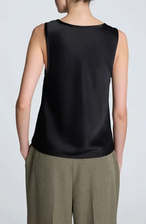 KENNETH COLE Satin Scoop Neck Tank - Black
