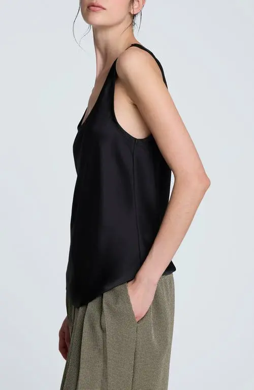 KENNETH COLE Satin Scoop Neck Tank - Black