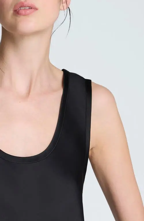 KENNETH COLE Satin Scoop Neck Tank - Black