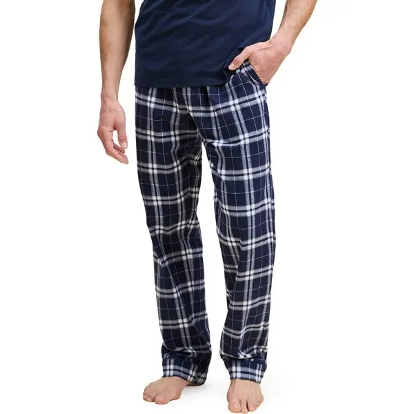 PETITE PLUME Oxford Tartan Cotton Twill Pants - Navy