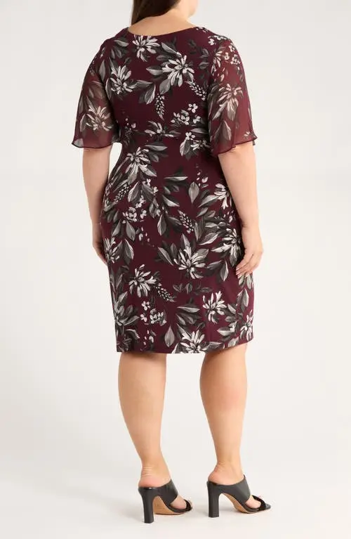 CONNECTED APPAREL Floral Flutter Sleeve Dress