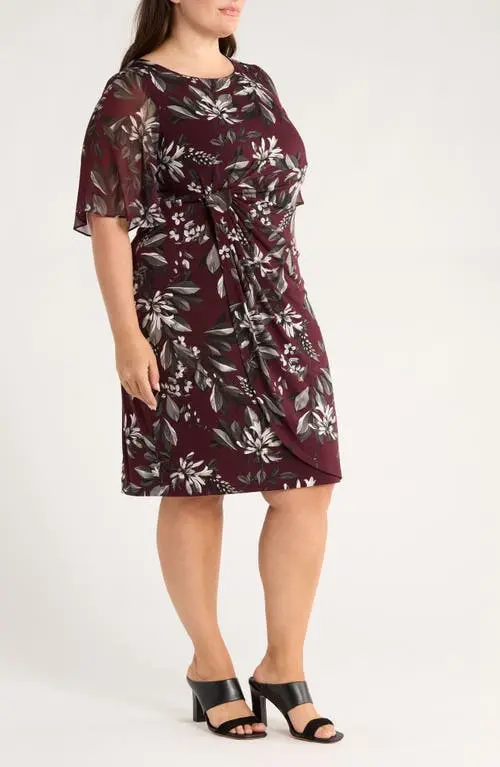 CONNECTED APPAREL Floral Flutter Sleeve Dress