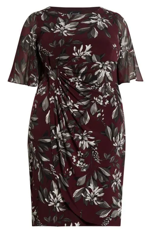CONNECTED APPAREL Floral Flutter Sleeve Dress
