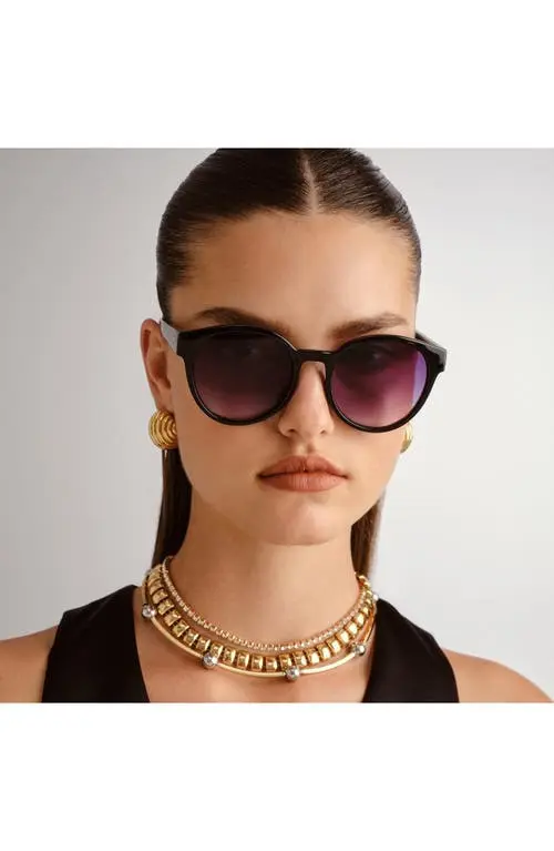 Le Specs Paramount 53mm Gradient Round Sunglasses - Black/smoke Grad