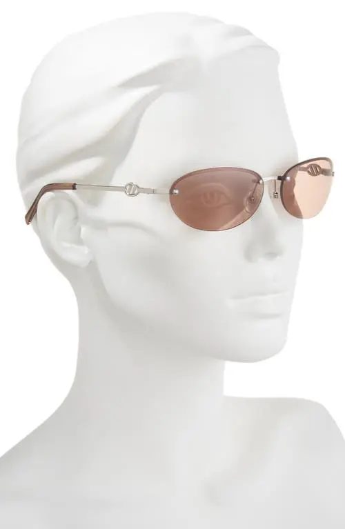 Le Specs Slinky 62mm Oval Sunglasses - Silver
