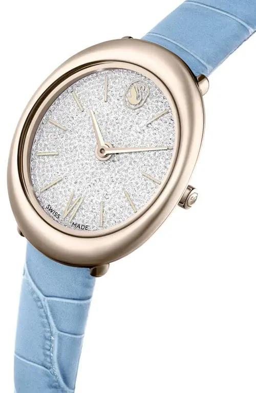 SWAROVSKI Imber Oval Leather Strap Watch - Blue
